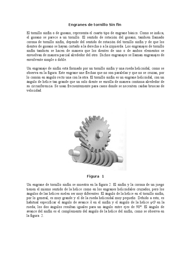 Engranes de Tornillo Sin Fin | PDF | Engranaje | Petróleo