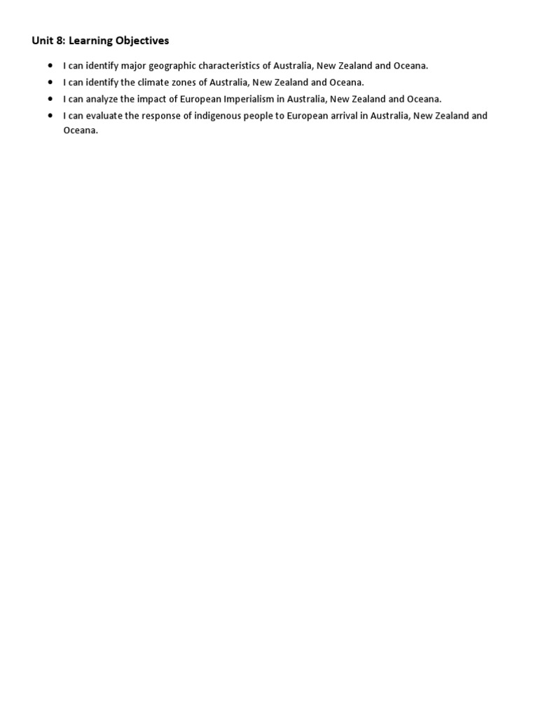 Unit 8 Objectives | PDF | Social Science | Travel