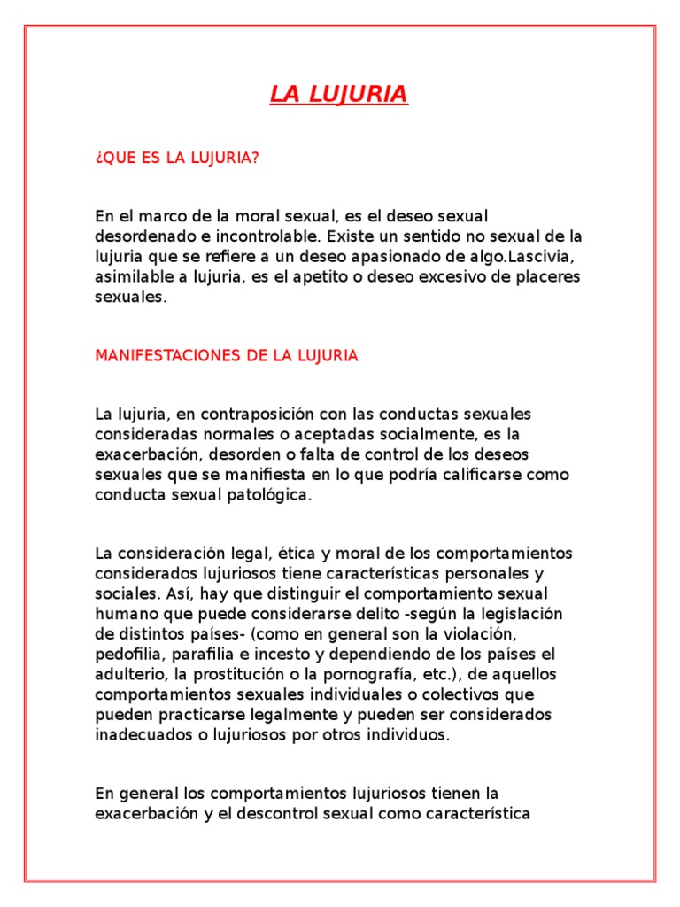 La Lujuria | PDF | Lujuria | Creencia religiosa y doctrina