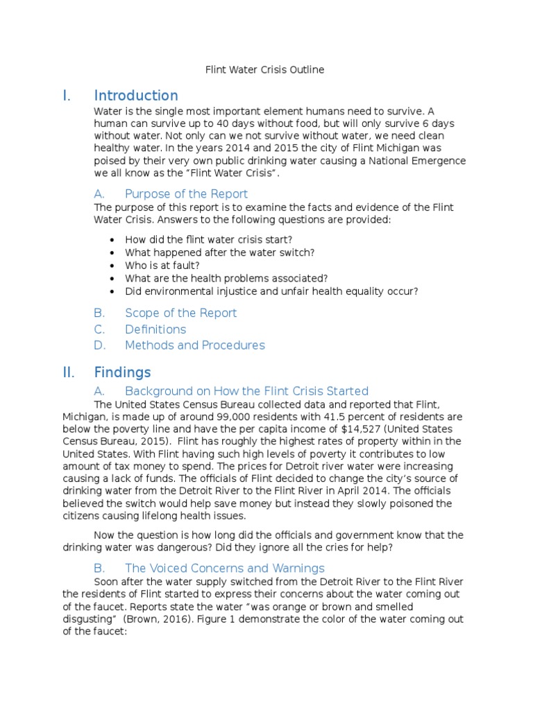 Flint Water Crisis Outline | PDF | Flint Water Crisis | Flint, Michigan