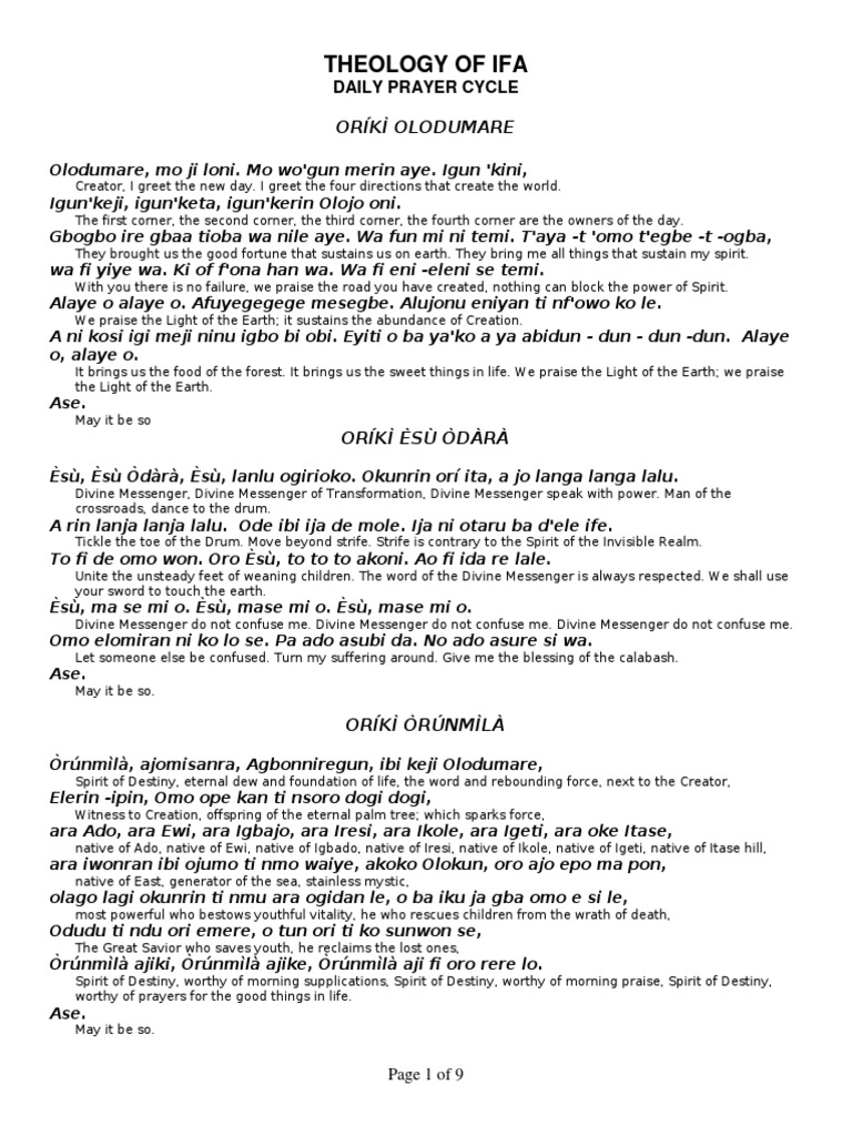 Daily Ifa Prayer Cycle Guide | PDF