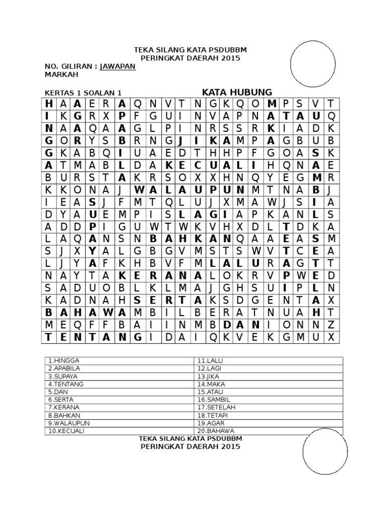 4 Contoh Teka Silang Kata | PDF