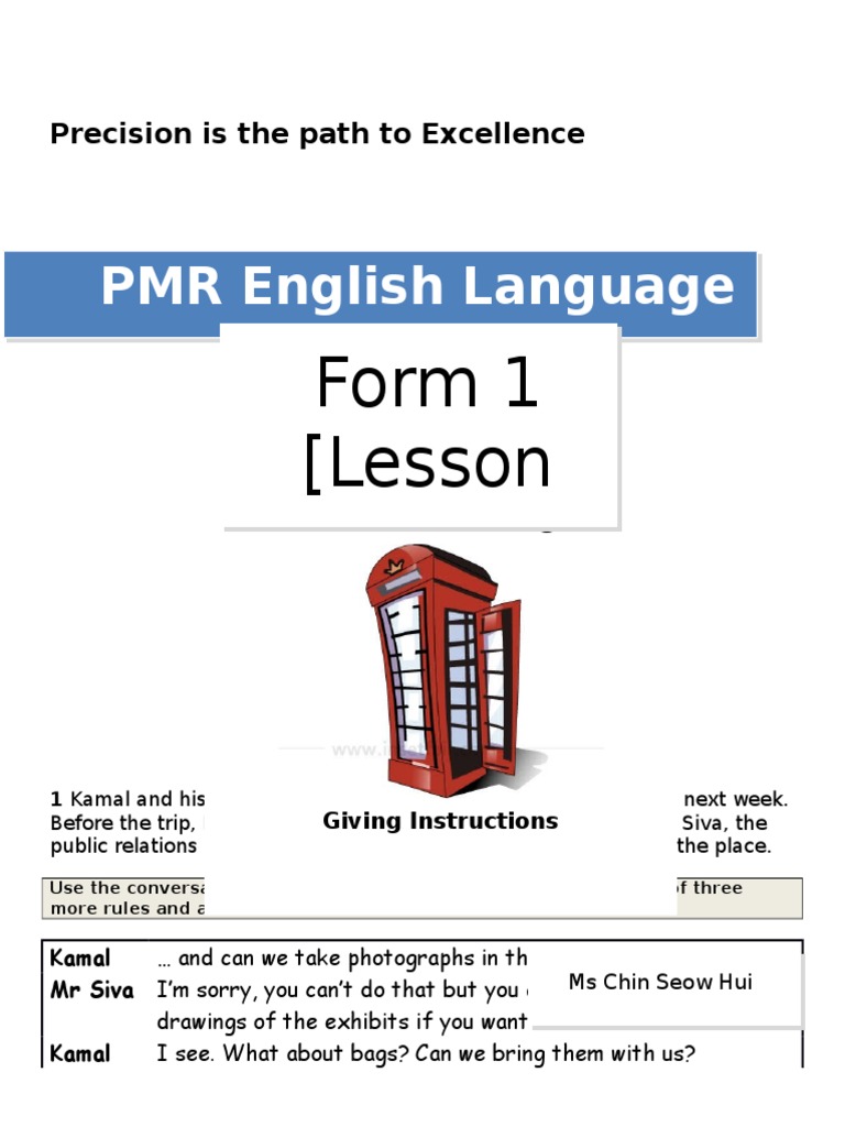 PMR English Language: Form 1 (Lesson 6) | PDF | Foreign Language ...