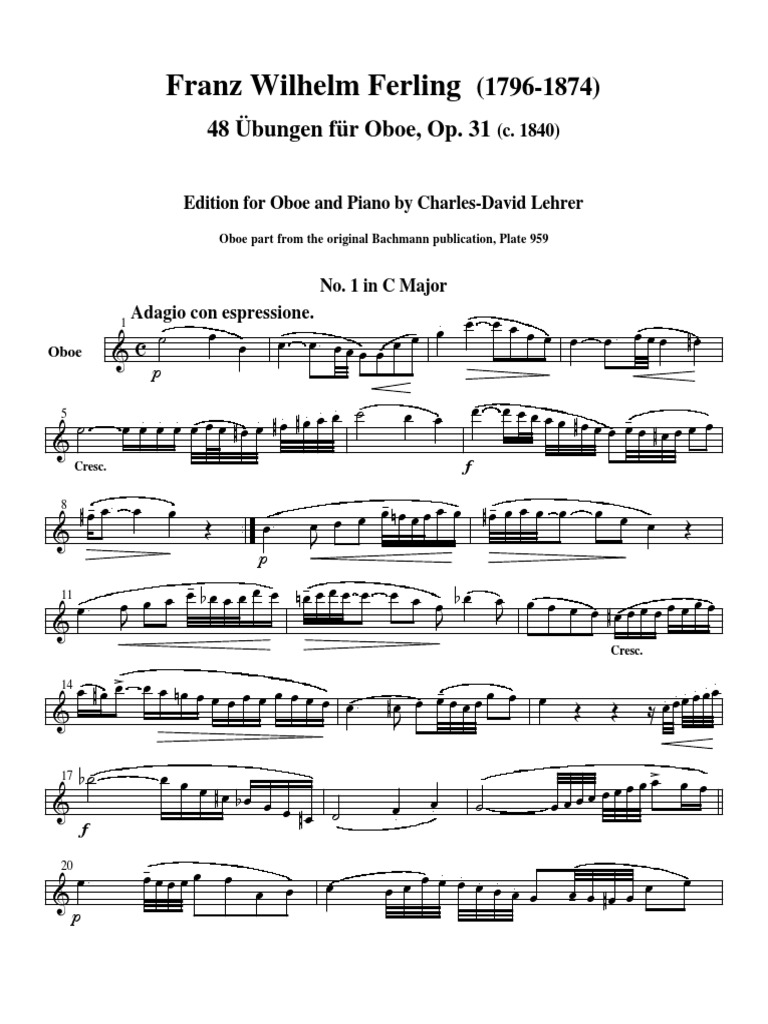 Franz Wilhelm Ferling: 48 Übungen Für Oboe, Op. 31 | PDF