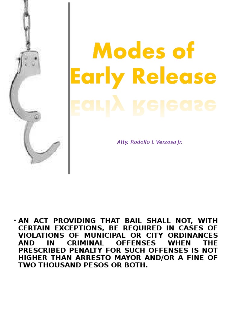 Modes of Inmate Release Explained | PDF | Pardon | Bail
