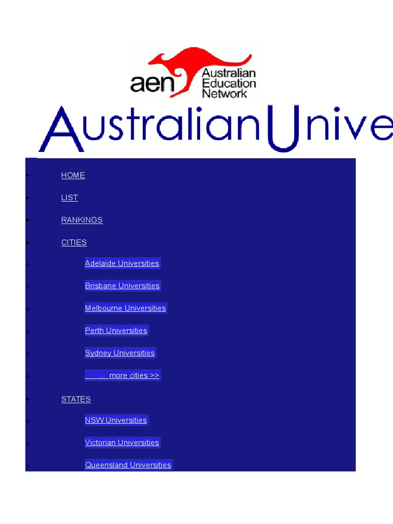 List of Australian Universities | PDF | Australia | Universities And ...