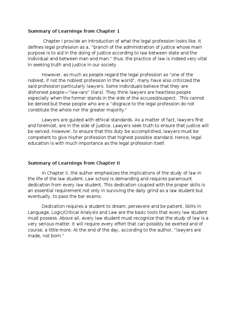 Summary of Learnings From Chapter 1 | PDF | Law