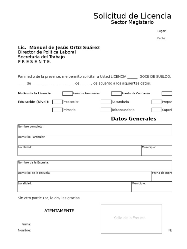 Permiso Con Goce de Sueldo | PDF | Educación Secundaria | Modificación ...