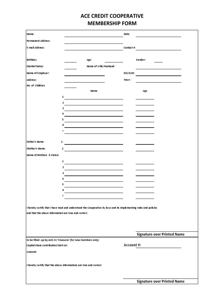 Ace Membership Form | PDF