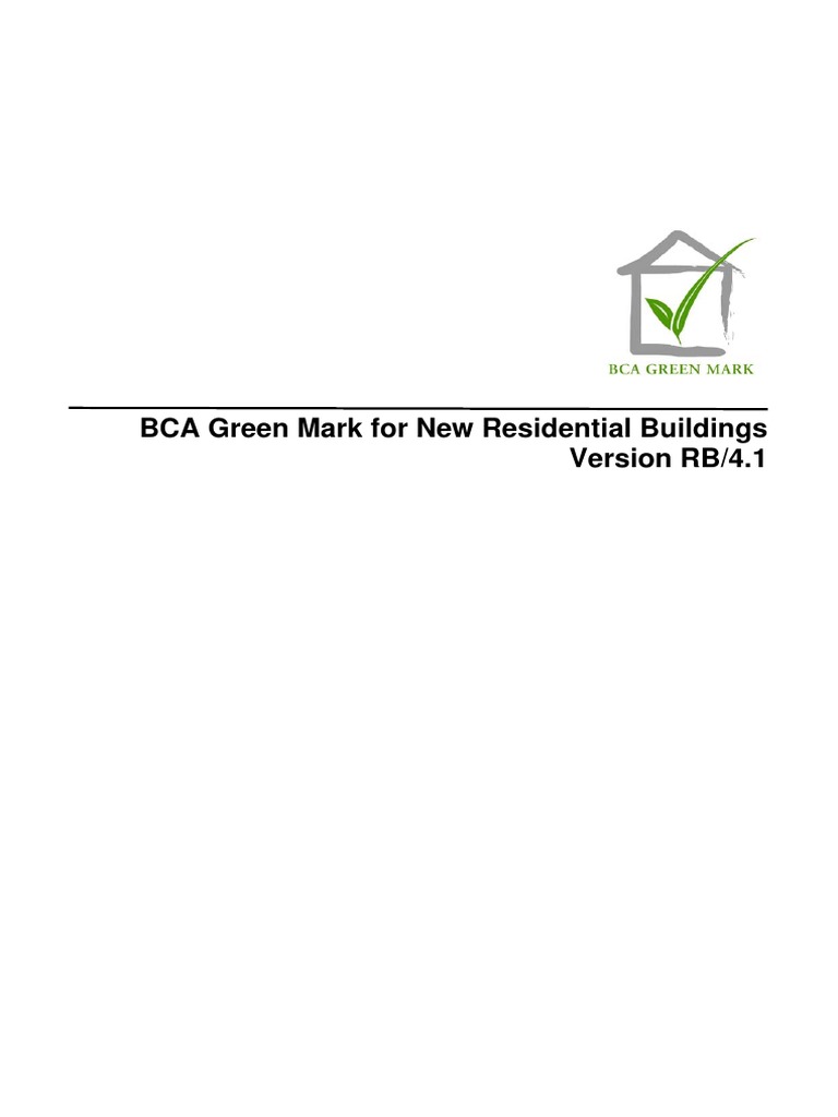 BCA Green Mark For New Residential Buildings Version RB/4.1 | PDF ...