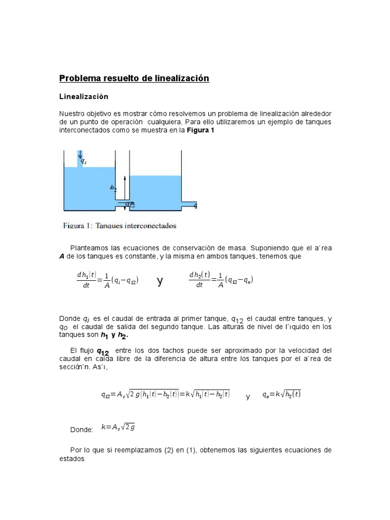 Linealización numérica de un sistema de tanques interconectados utilizando Simulink | PDF ...