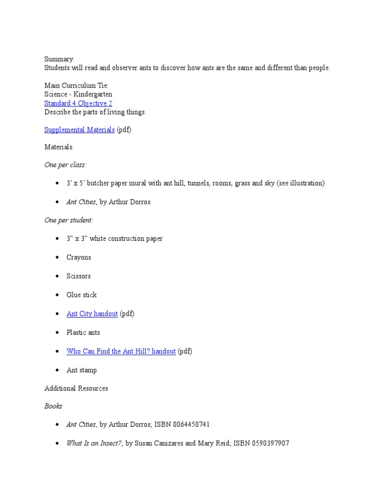 Ant Lesson Plan Authorutah Lesson Plans | Download Free PDF | Ant ...