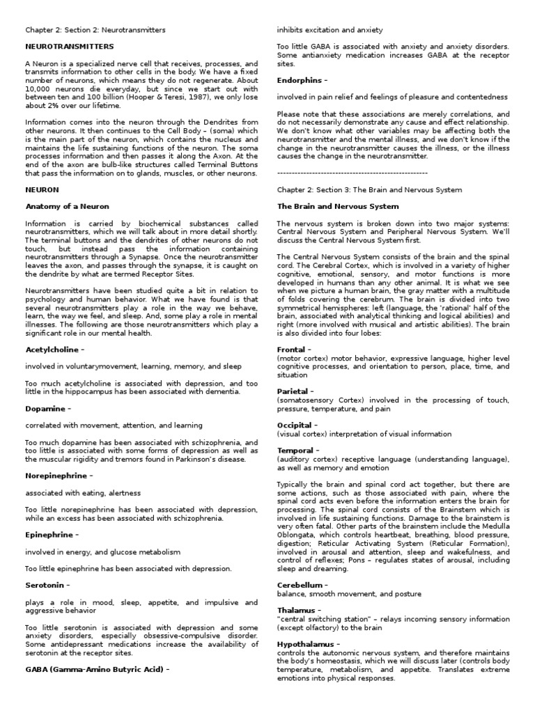 General Psychology Notes Nervous System | PDF