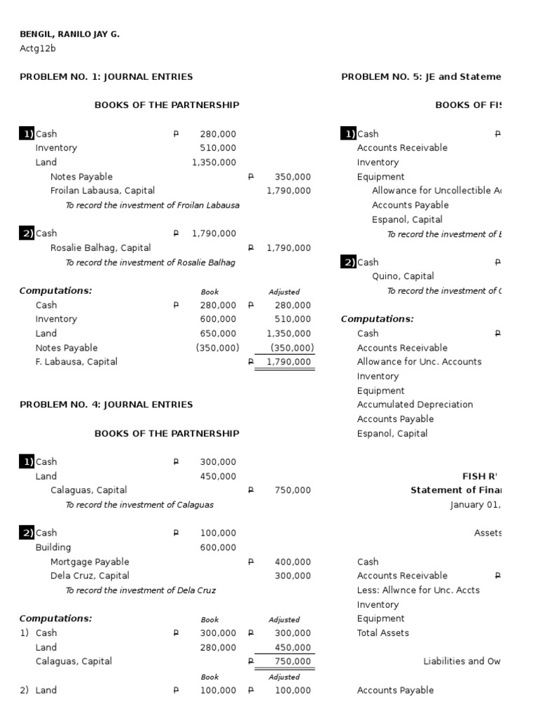Calaguas and Dela Cruz Partnership | PDF | Balance Sheet | Financial ...
