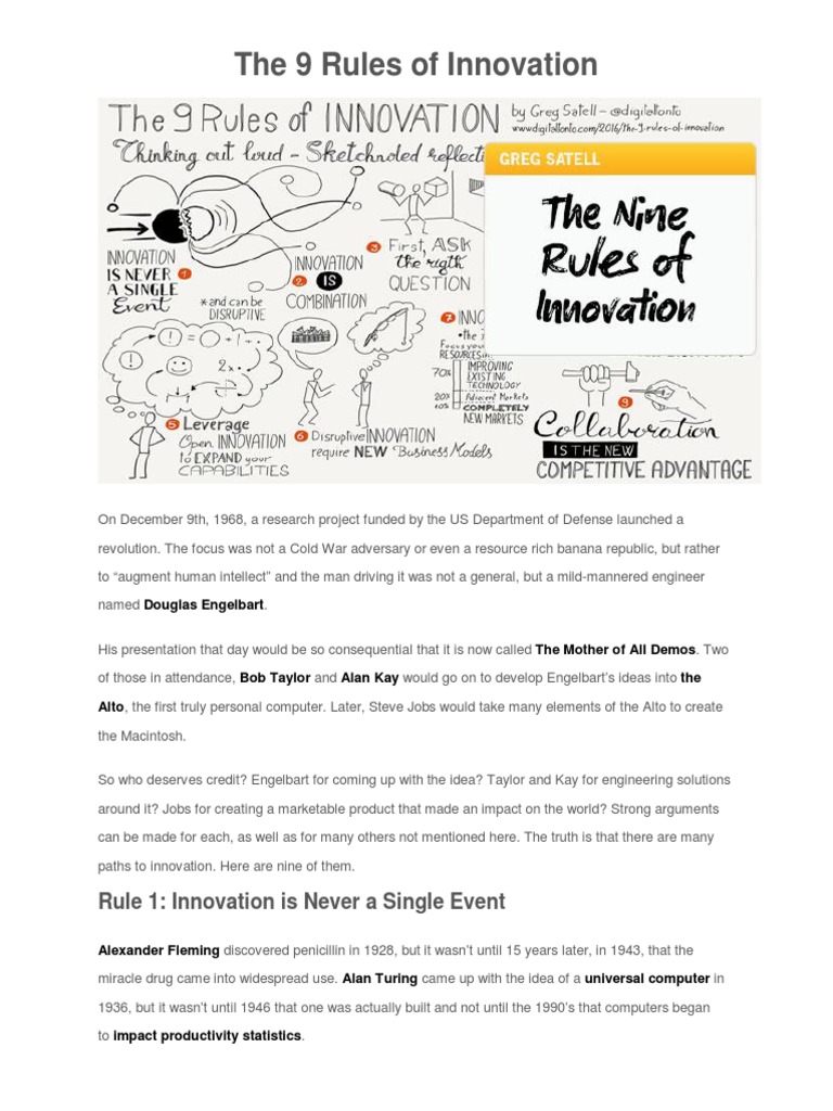 The 9 Rules of Innovation | PDF | Innovation | Computing And ...