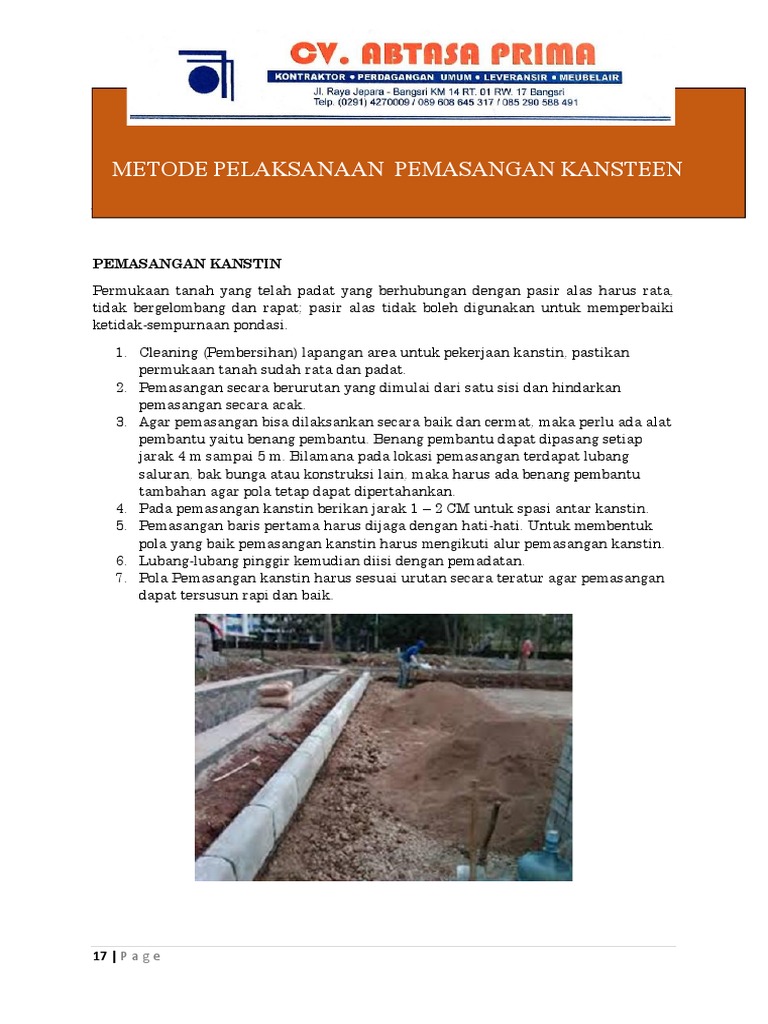 07 Metode Pekerjaan Kansteen | PDF