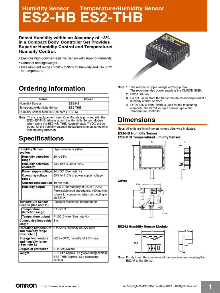Omron Temperature & Humidity Sensor | PDF | Energy And Resource | Nature
