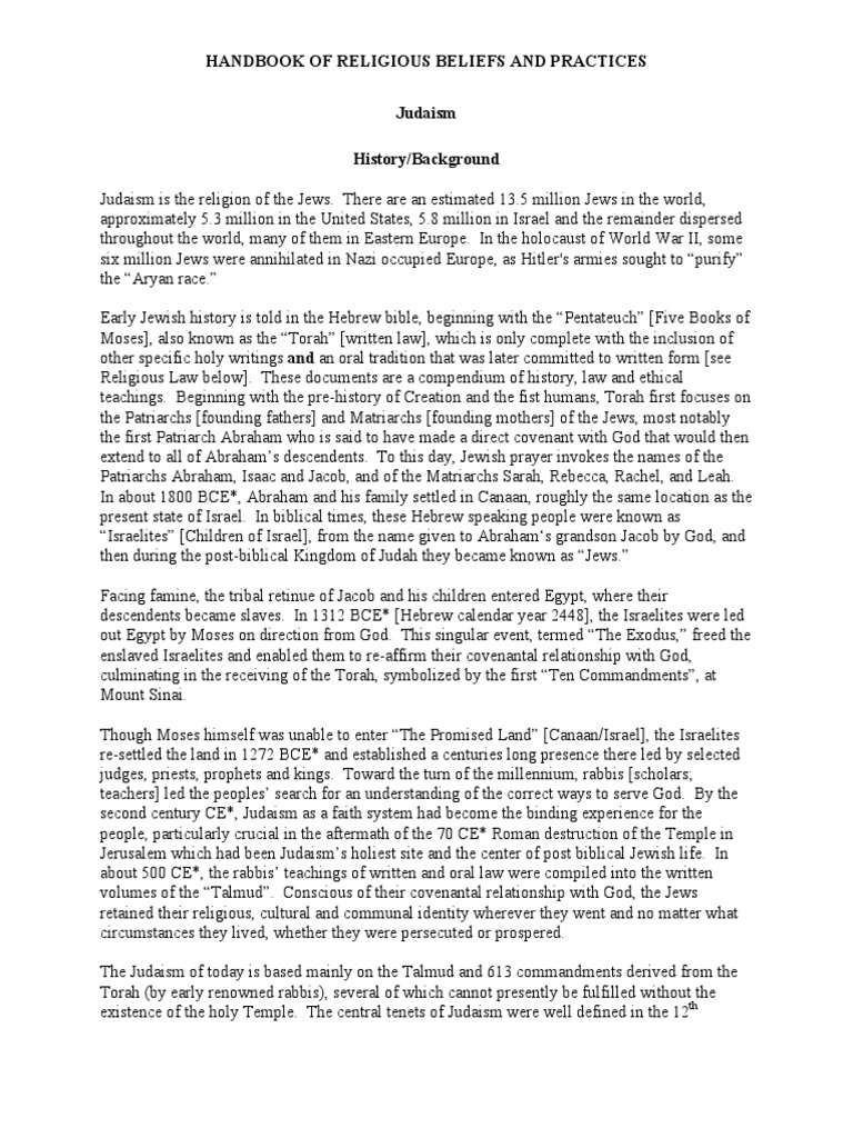 Overview of Jewish Beliefs and Practices | PDF | Jewish Holidays | Halakha