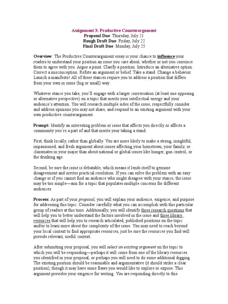 Productive Counterargument | PDF | Essays | Attention