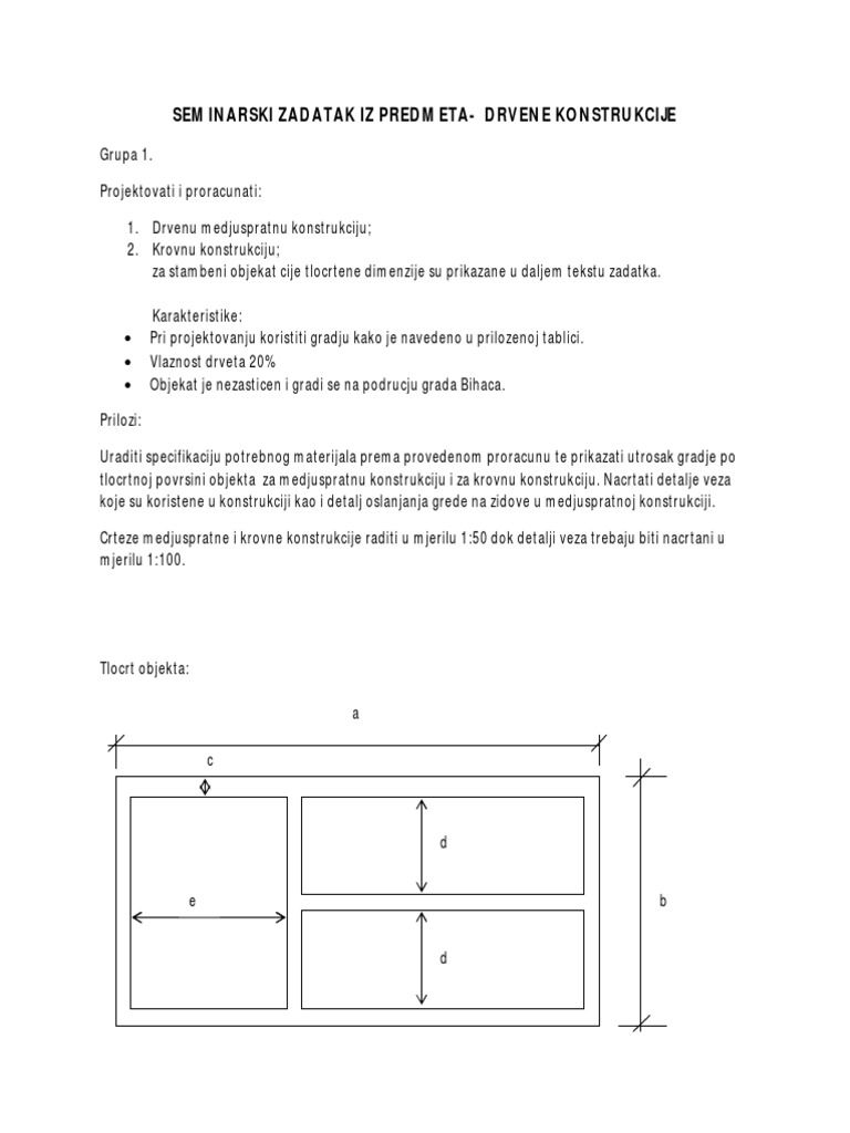 Seminarski Drvene Konstrukcije PDF | PDF