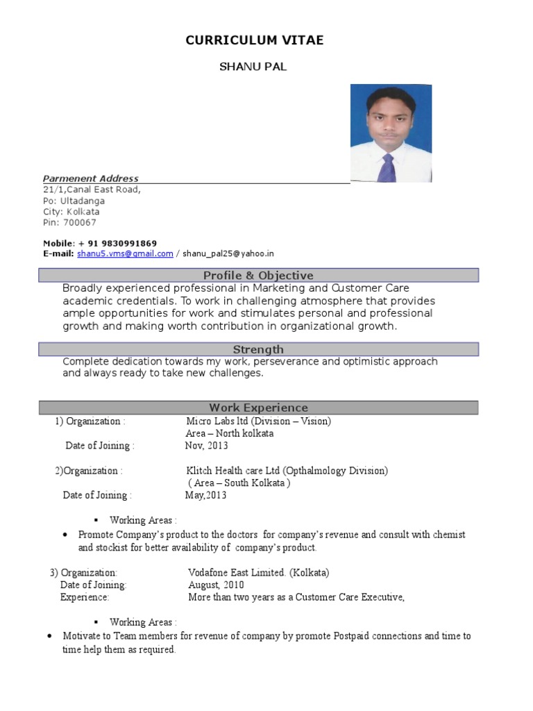 CV Shanu Pal Marketing Customer Care | PDF | Kolkata | Software