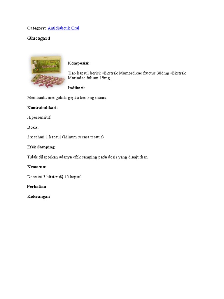 Glucogard: Obat Antidiabetik Herbal | PDF
