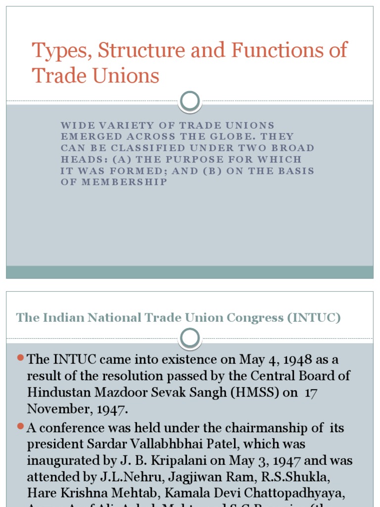 Types, Structure and Functions of Trade Unions | PDF | Trade Union ...