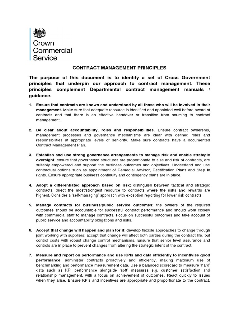 Contract Management Principles | PDF | Performance Indicator ...