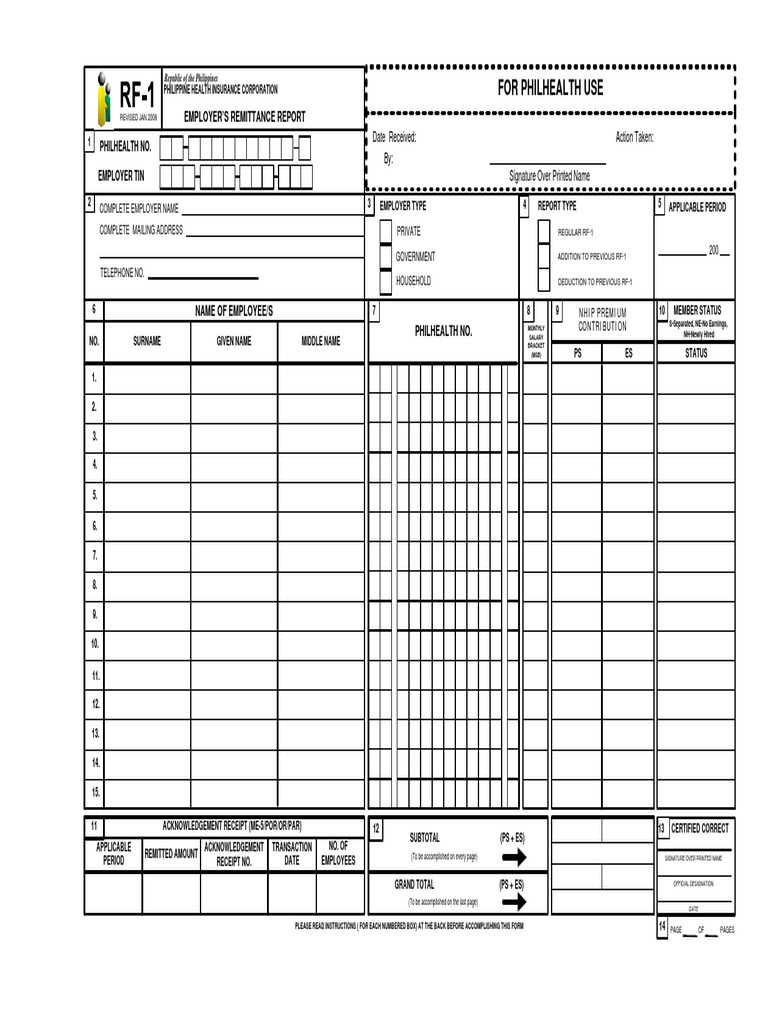 Philhealth rf1 PDF | PDF | Government | Economies