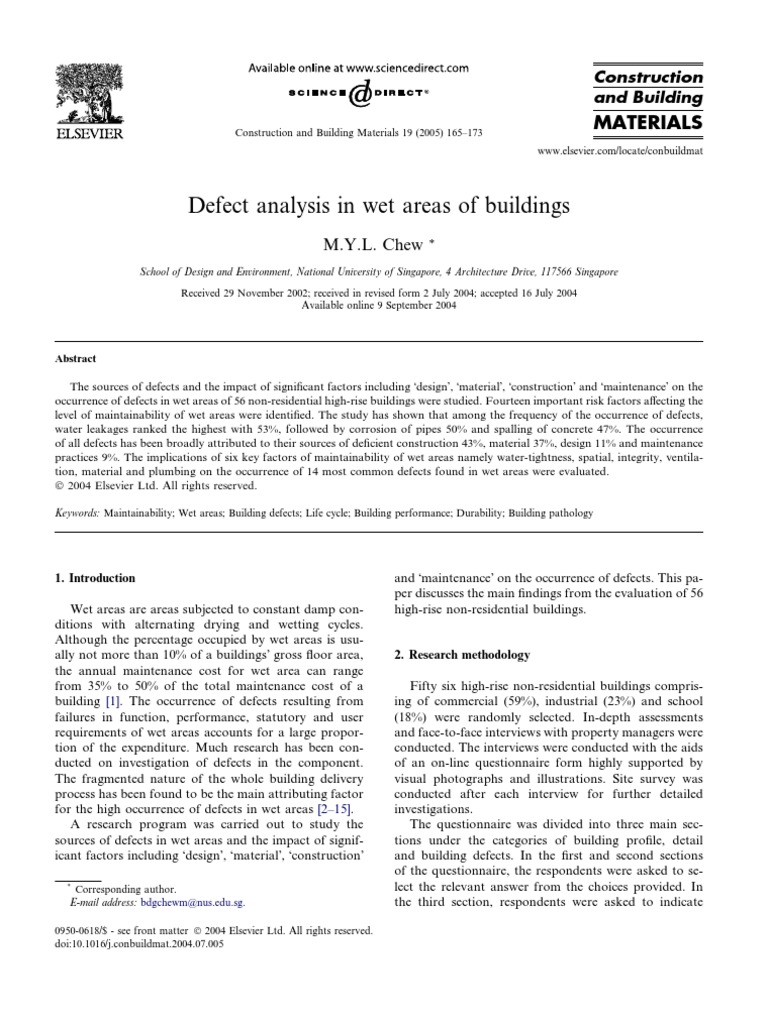 Defect Analysis in Wet Areas of Buildings | PDF | Corrosion | Plumbing