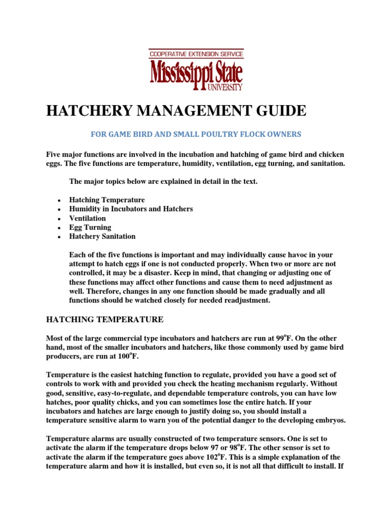 Hatchery Management Guide | PDF | Disinfectant | Egg