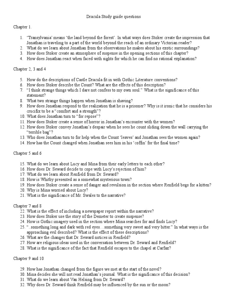 Dracula Study Guide | PDF | Mina Harker | Abraham Van Helsing