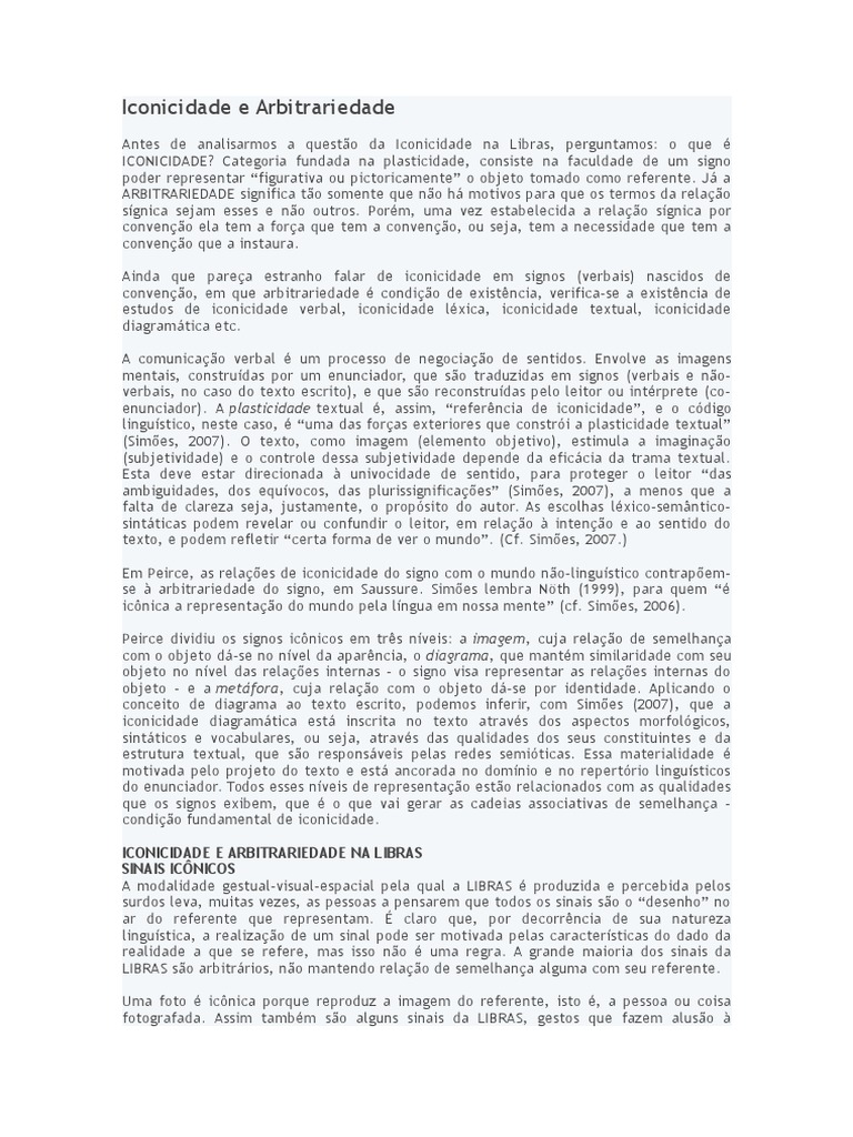 Iconicidade e Arbitrariedade | PDF | Semiótica | Cognição