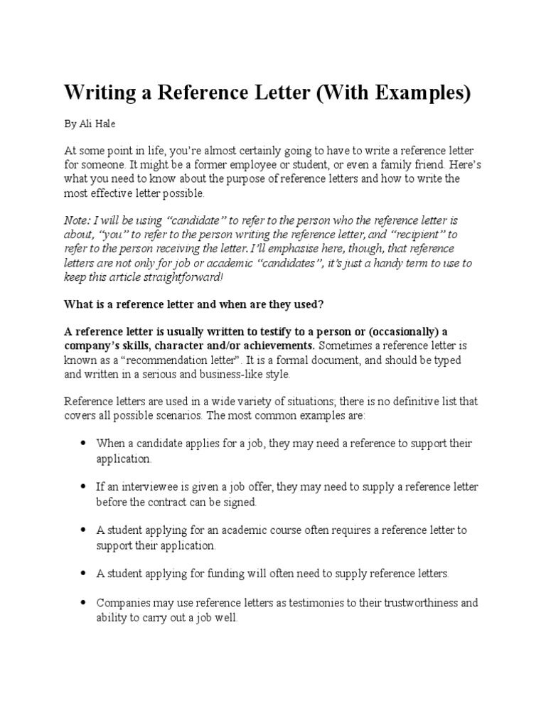 Writing a Reference Letter.docx | Employment | Text