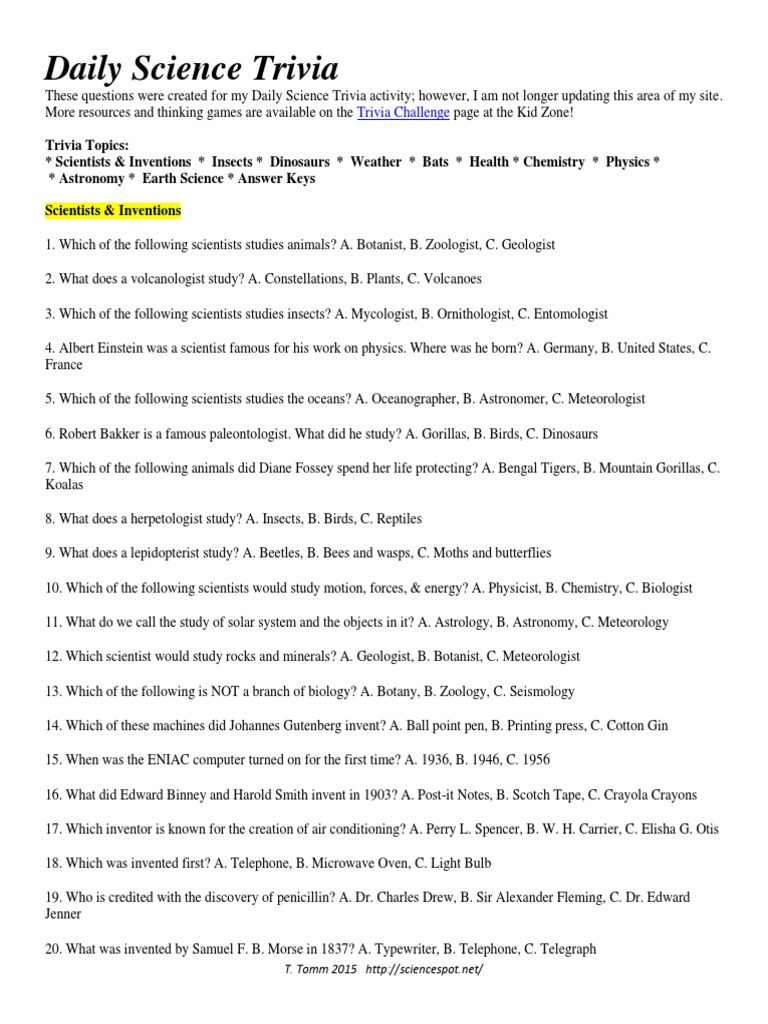 Trivia Questions | PDF | Ion | Atoms