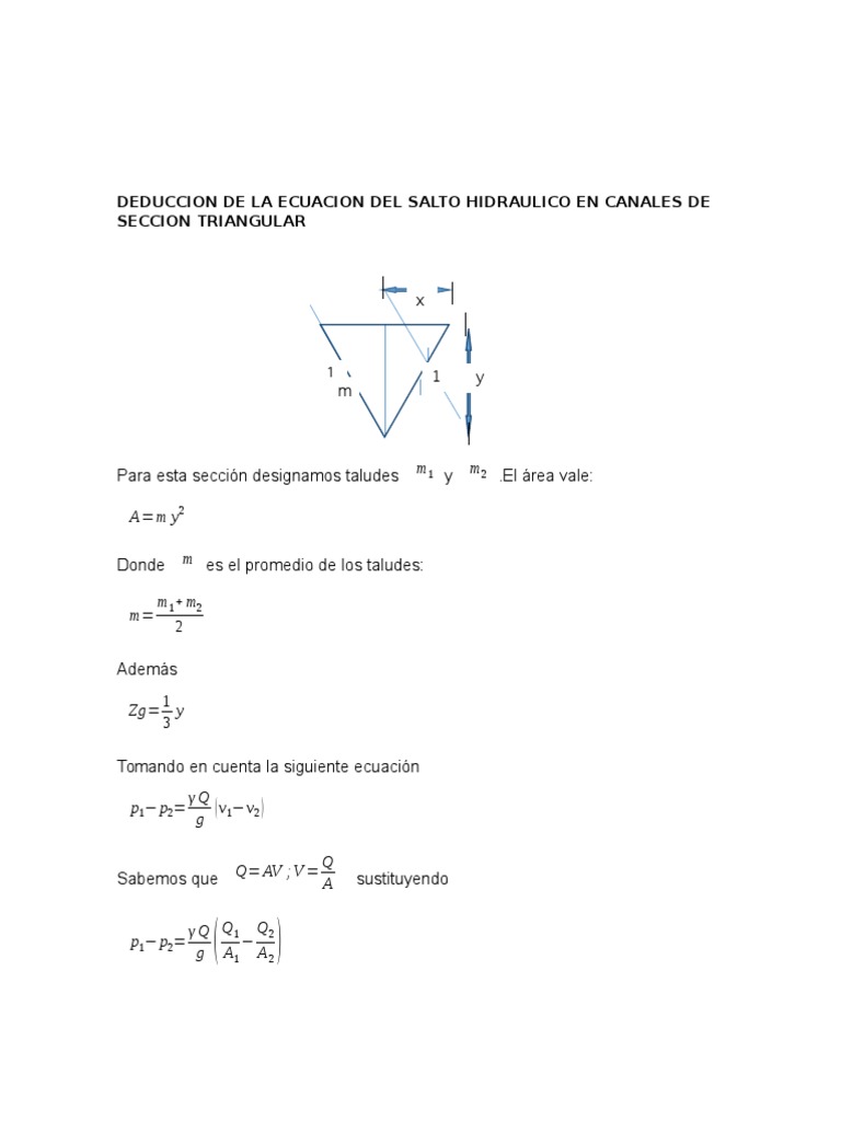 Deduccion de La Ecuacion Del Salto Hidraulico en Canales de Seccion ...
