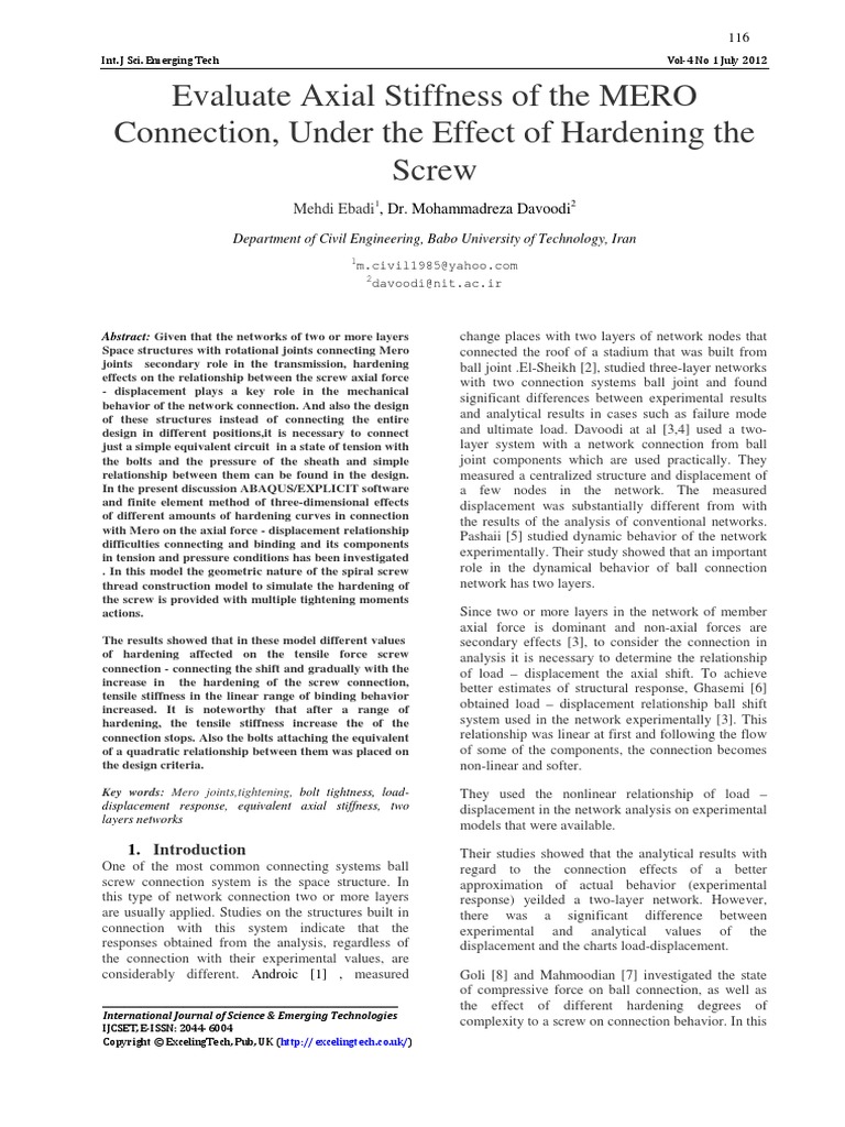Mero Ball Joint PDF | PDF | Yield (Engineering) | Screw
