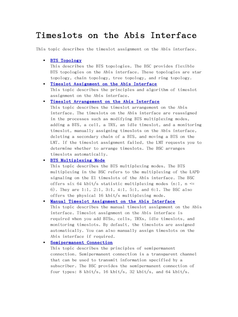 Abis Interface Timeslot Assignment Guide | PDF | Multiplexing ...