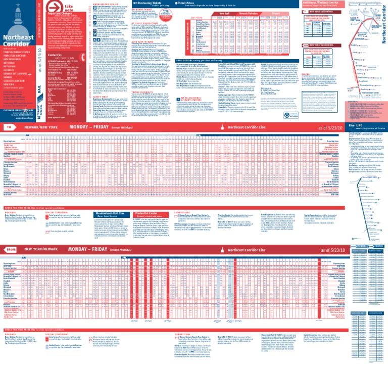 Northeast Corridor Schedule | PDF | Nj Transit | Public Transport