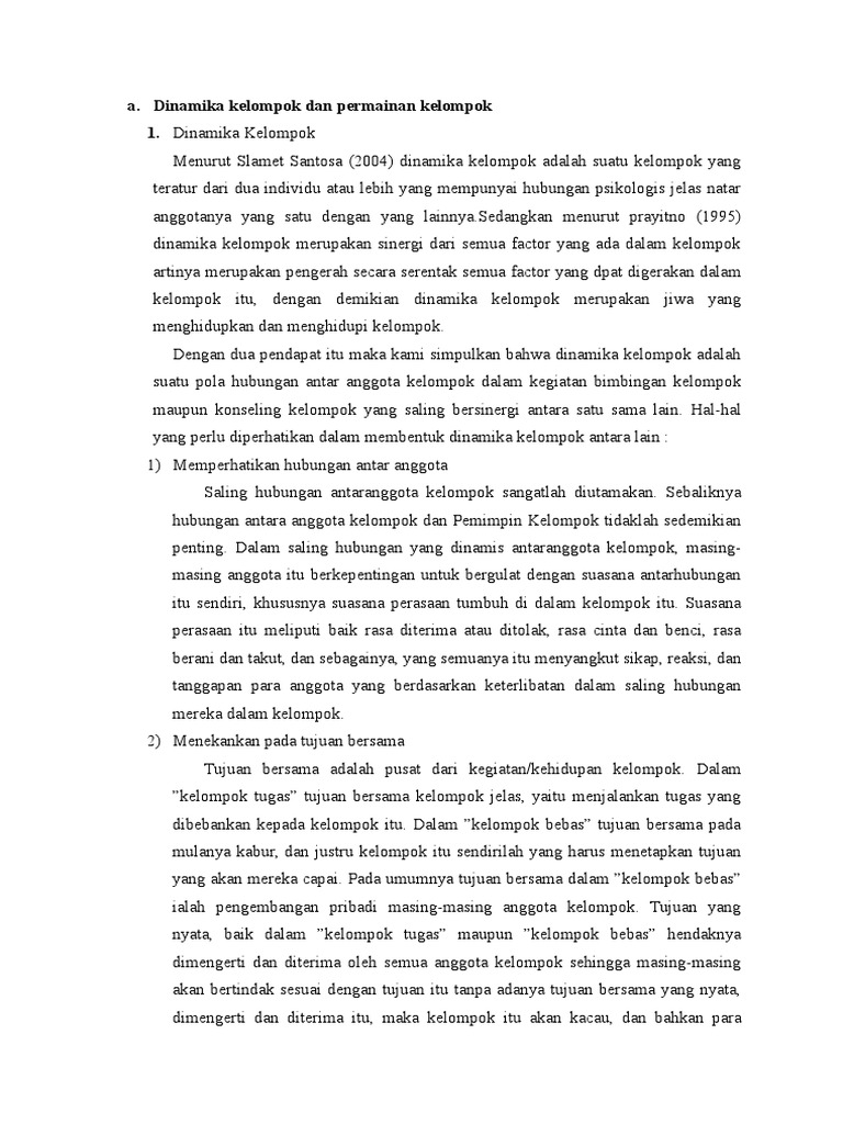 Dinamika Kelompok Dan Permainan Kelompok | PDF