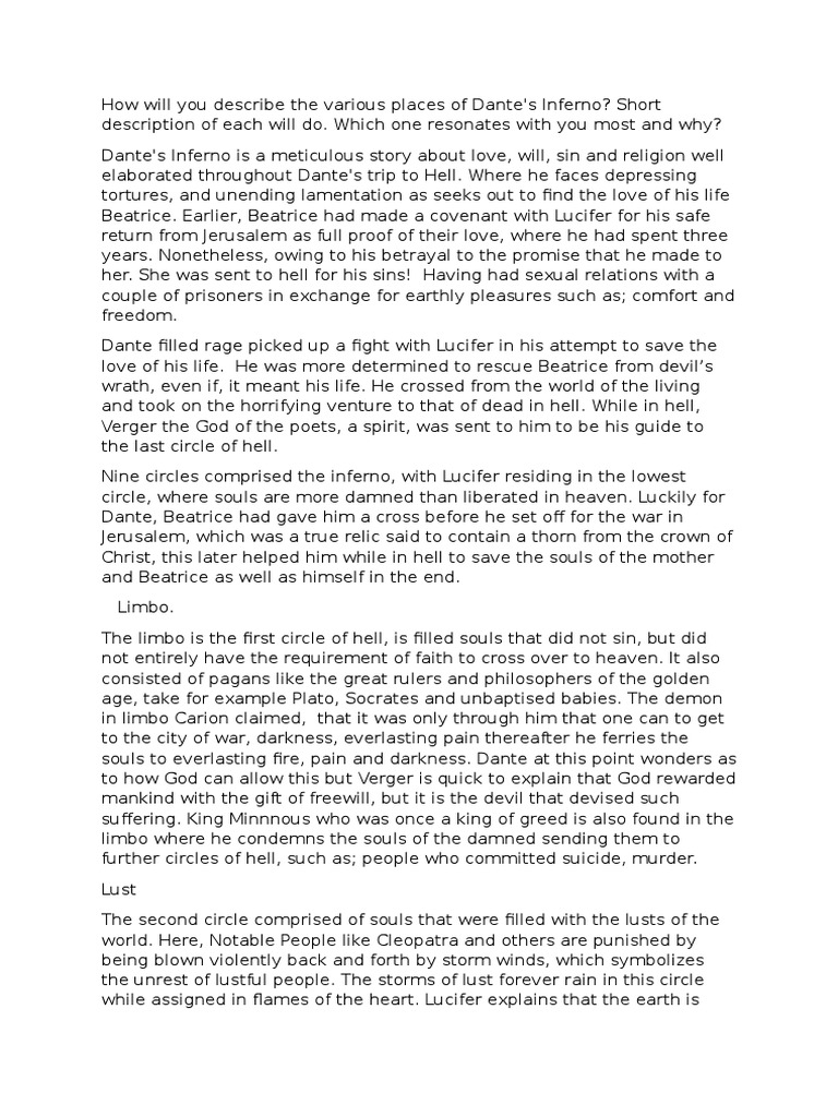 Dante's Inferno | PDF | Inferno (Dante) | Hell