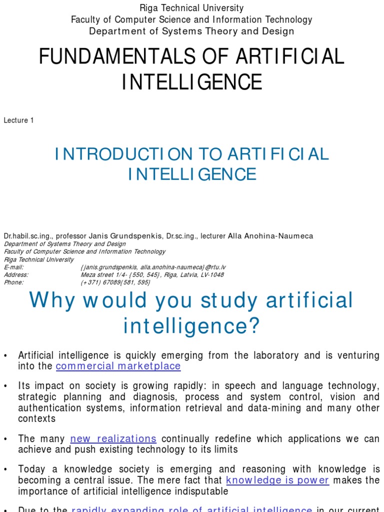 Fundamentals of Artificial Intelligence | PDF | Artificial Intelligence ...