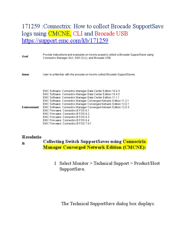 SupportSave Logs Collection Using Brocade - CMCNE - CLI - USB | PDF | File Transfer Protocol ...