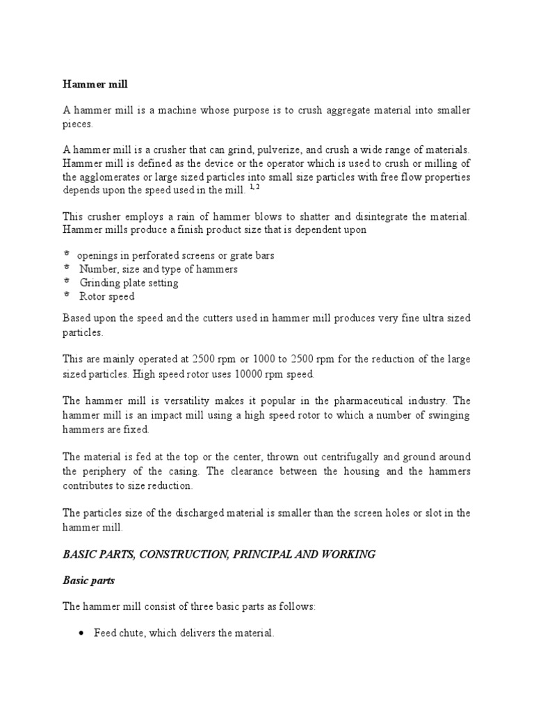 Hammer Mill | PDF | Mill (Grinding) | Industrial Processes