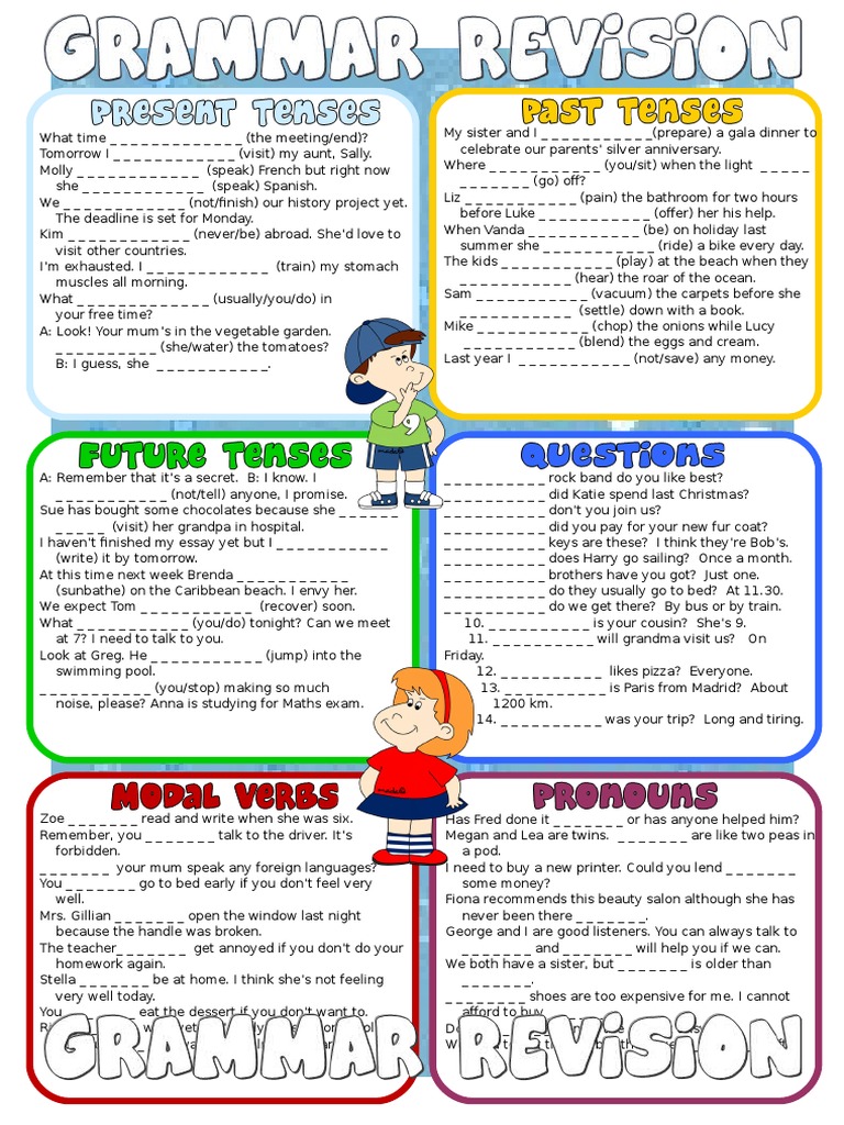 Grammar Revision Present Past Future Tenses Questions Modal Verbs ...