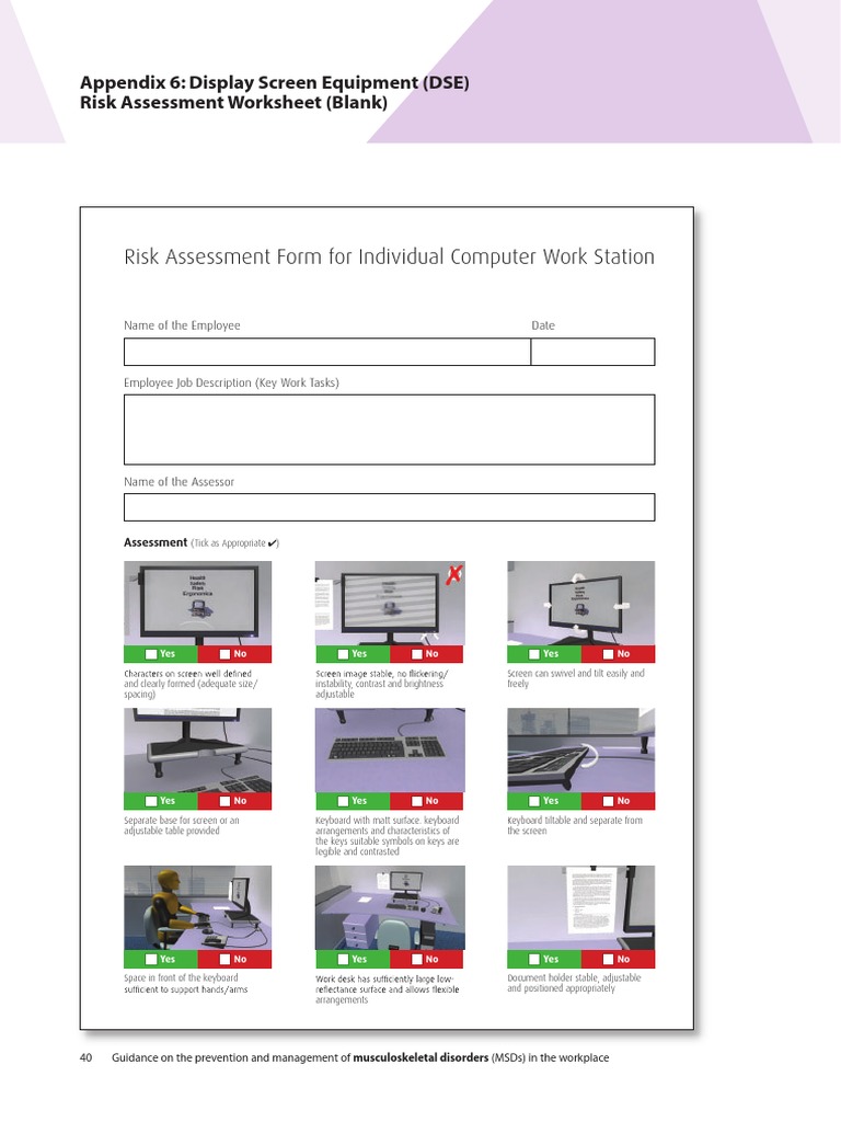 Risk Assessment Form For Individual Computer Work Station | PDF