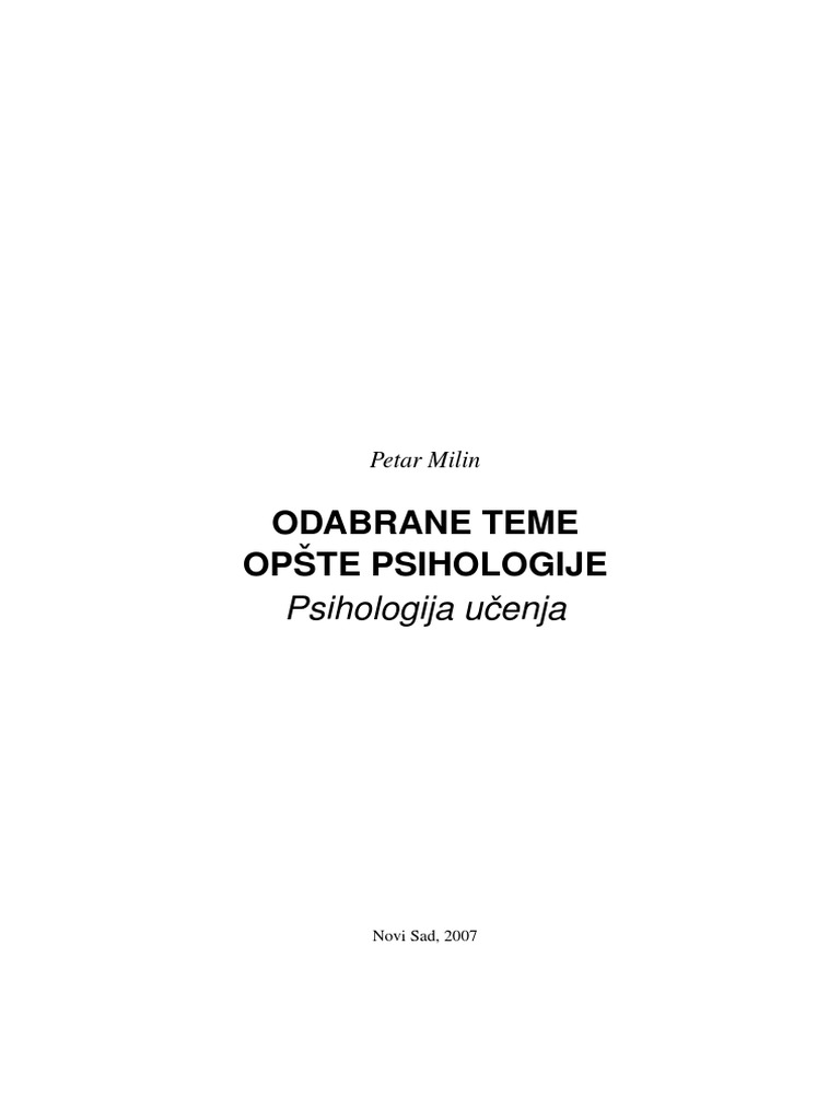 Odabrane Teme Iz Psishologije Ucenja PDF | PDF