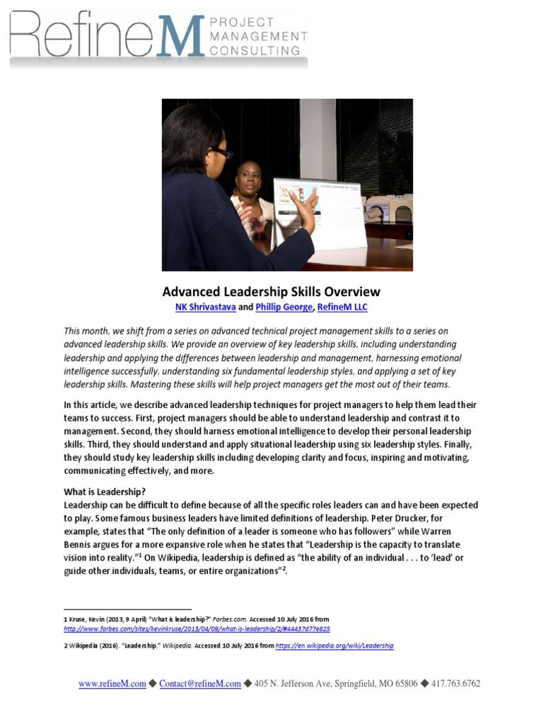 Advanced Leadership Skills Overview | Download Free PDF | Emotional ...
