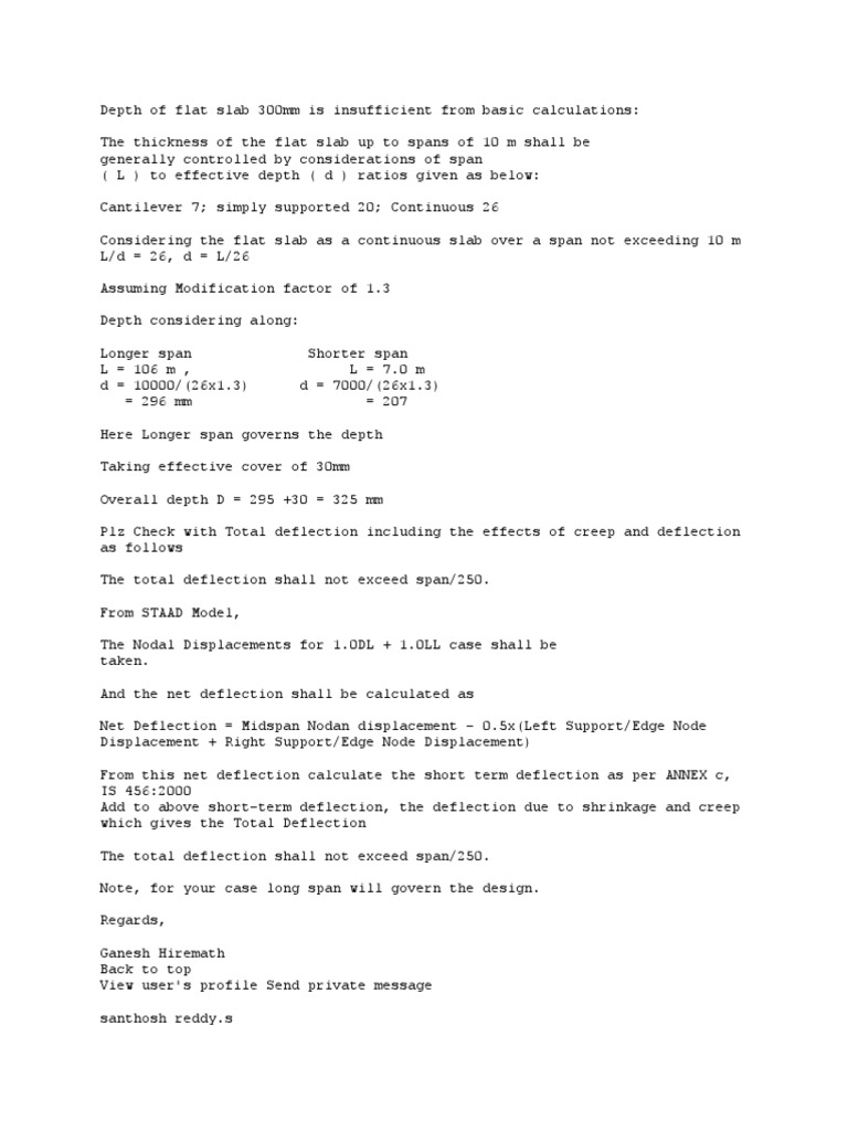 Deflection Flat Slab | PDF | Beam (Structure) | Chemical Product ...