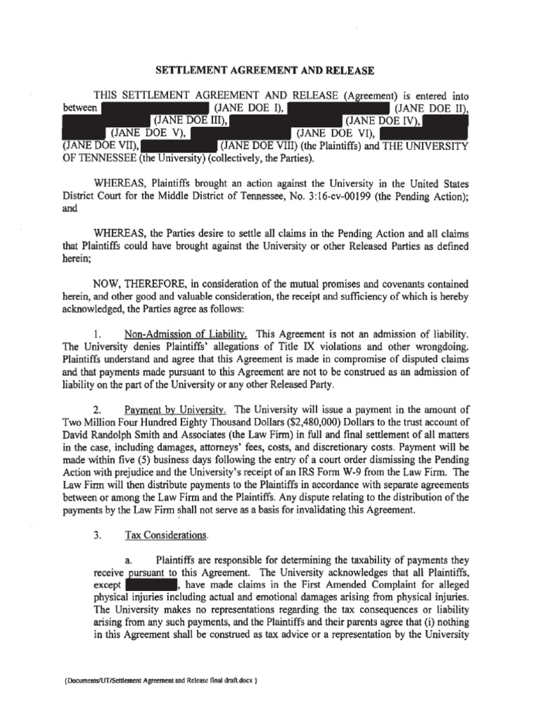 Settlement Agreement & Release - FINAL EXECUTED VERSION (REDACTED)_ 4818-6415-5188.pdf | Title ...